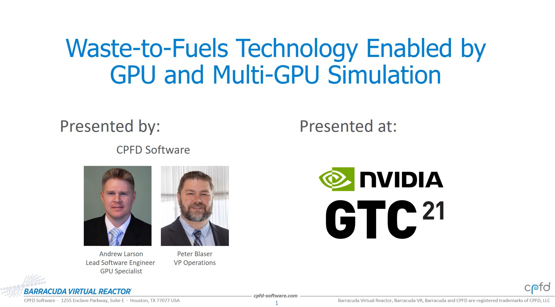 NVIDIA GTC21 Presentation: Waste-to-Fuels Technology Enabled by GPU and Multi-GPU Simulation ...