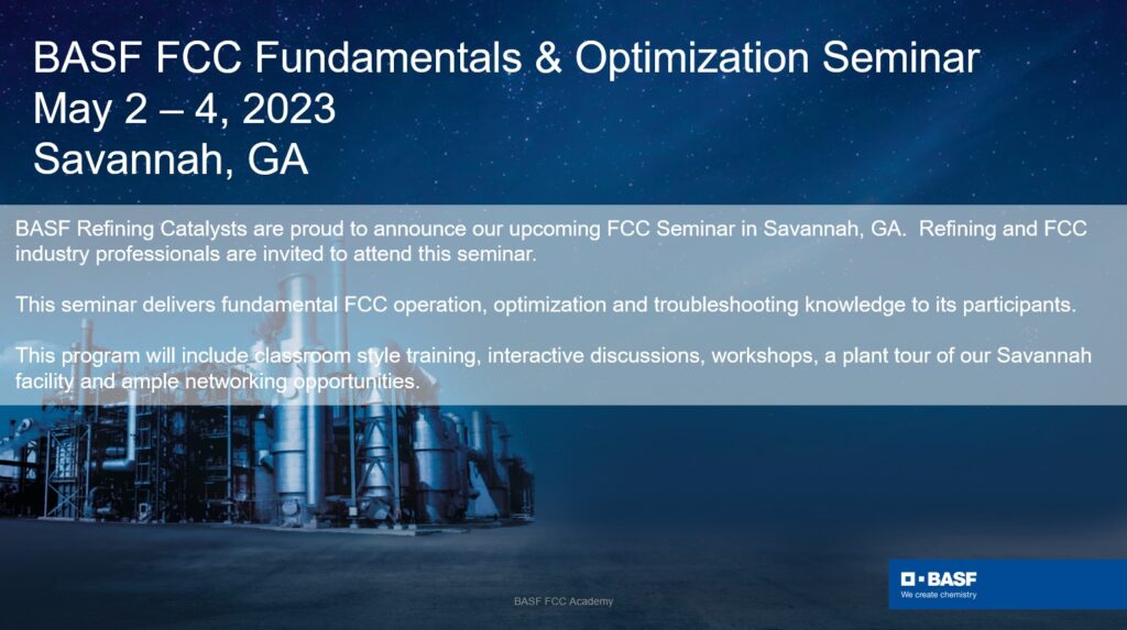 BASF's FCC Fundamentals & Optimization Seminar 2023 | CPFD Software